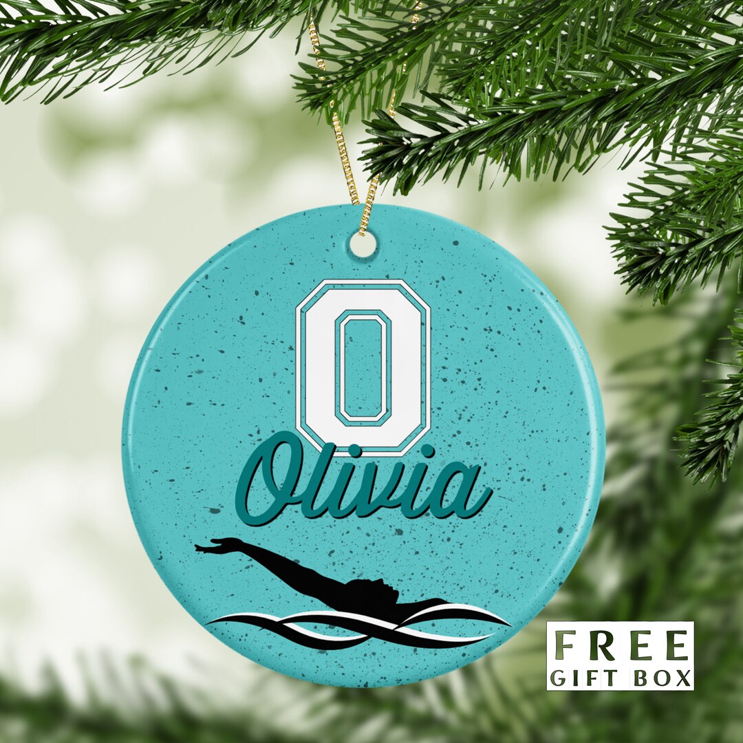 Custom Swimmer Christmas Ornament Unique Graduation & Swim Coach Gift ...