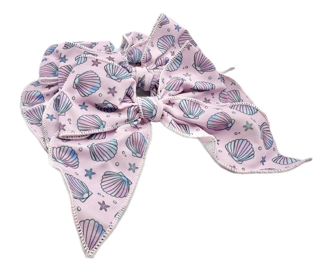 Girls Beach Hair Bows, Summer Bows, Sea Shell Bows, Mermaid Birthday ...