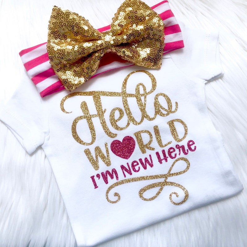 Hello World Newborn Outfit Girl - Etsy