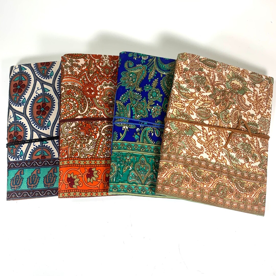 6x8 Block Printed Cotton Fabric Journals, Recycled, Handmade Journals ...