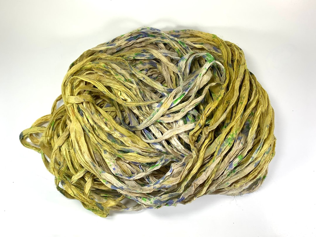 Bananas on the Beach Recycled Sari Silk Ribbon 5 or 10 Yards Ribbon ...