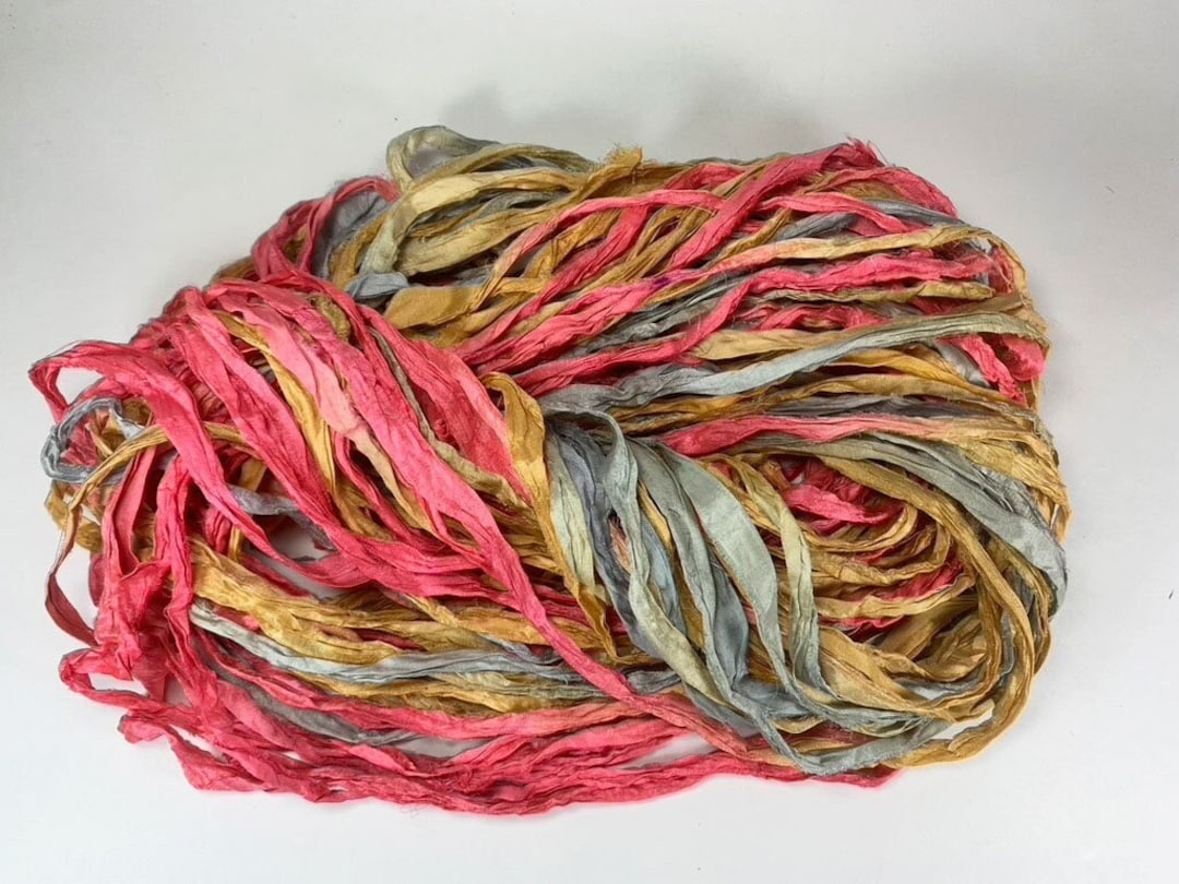 Coral Reef Recycled Sari Silk Ribbon 5 or 10 Yards Ribbon Jewelry ...