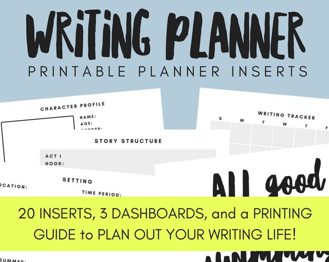 Writing/novel Planner Printable Planner Inserts - ANY SIZE PLANNER - Etsy