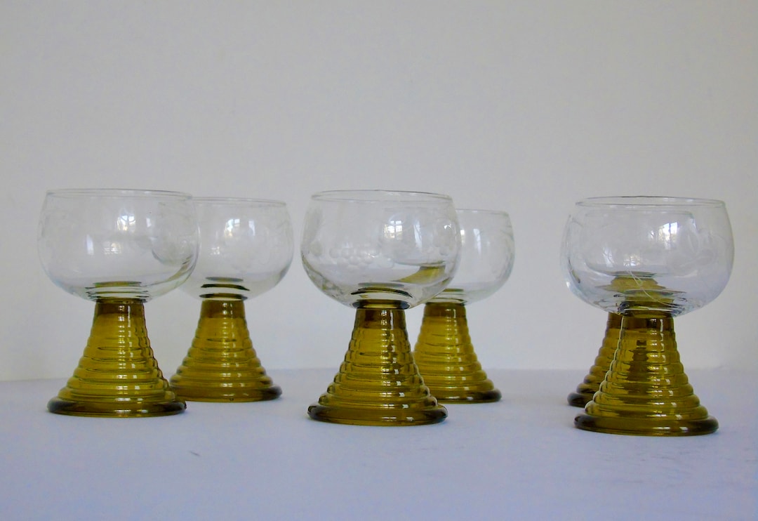 6 Roemer Zweisel 0.1L Olive Green Hollow Stem Beehive - Hock - Wine ...