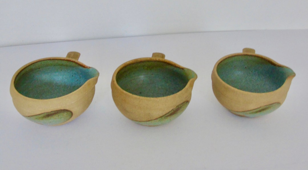 Alan Brough Newlyn Studio Pottery 3 Cornish Stoneware Pouring Bowls ...