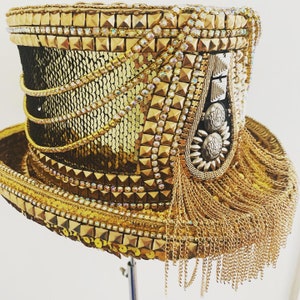 Gold Embellished Studded Top Hat Gold Top Hat Festival Top - Etsy