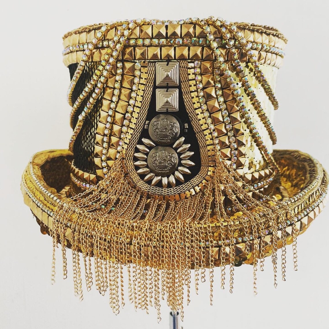 Gold Embellished Studded Top Hat Gold Top Hat Festival Top - Etsy