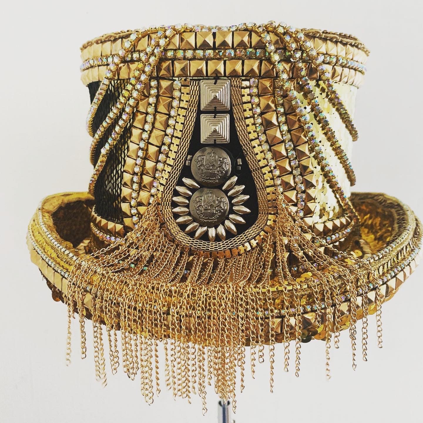 Gold Embellished Studded Top Hat Gold Top Hat Festival Top - Etsy