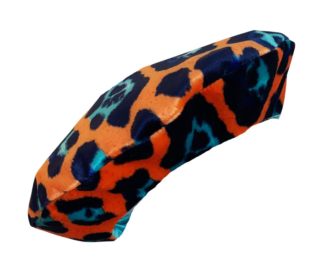 Orange Mix Leopard Print Velvet Beret, Classic Style Beret, Velvet ...