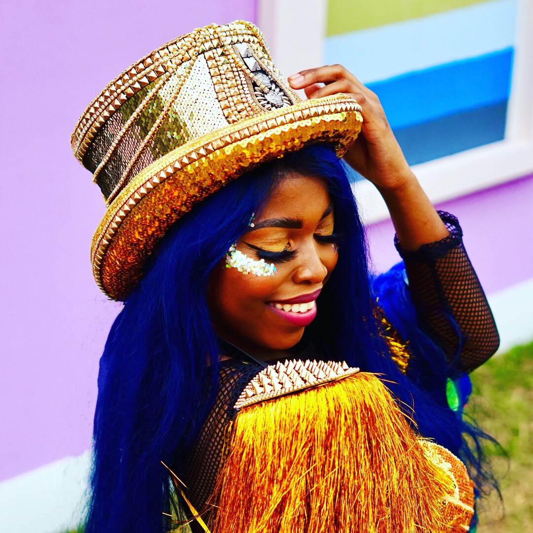 Gold Embellished Studded Top Hat Gold Top Hat Festival Top - Etsy