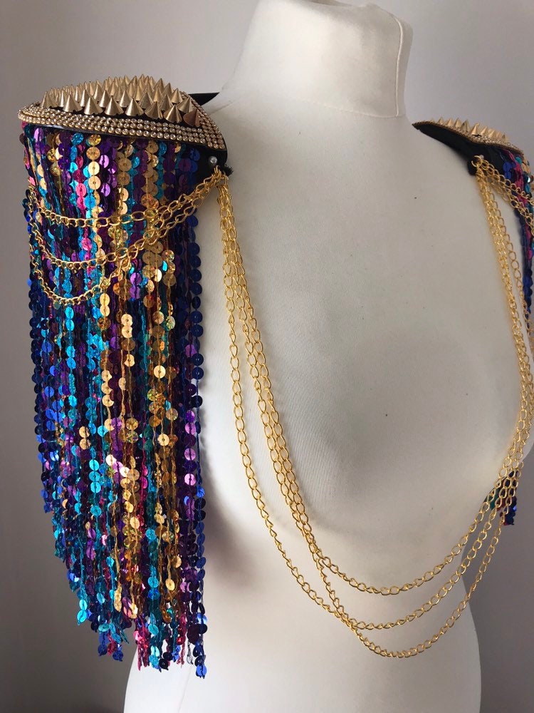 Multicoloured Sequin Tassel Festival Epaulettes Tassel Etsy Uk