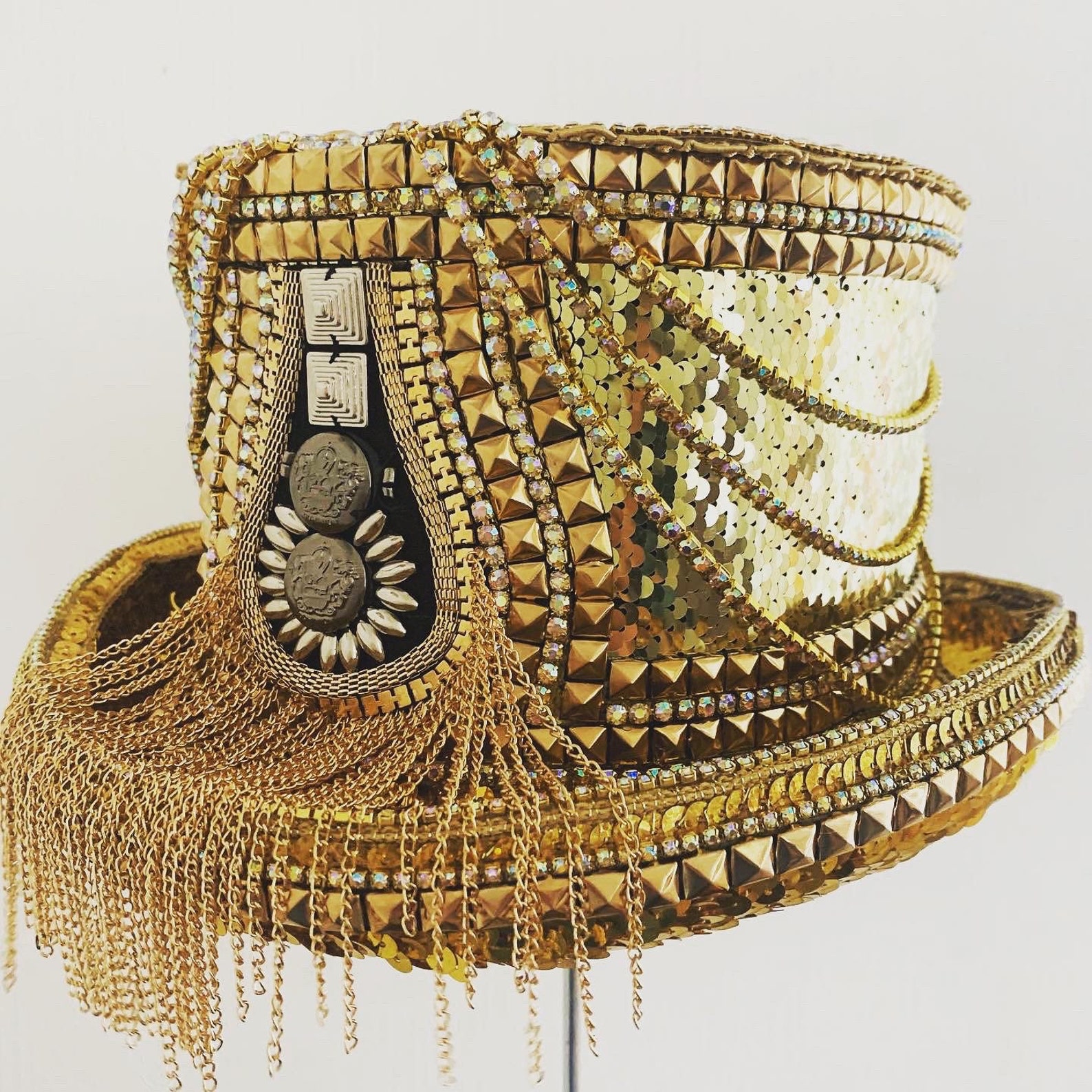 Gold Embellished Studded Top Hat Gold Top Hat Festival Top - Etsy