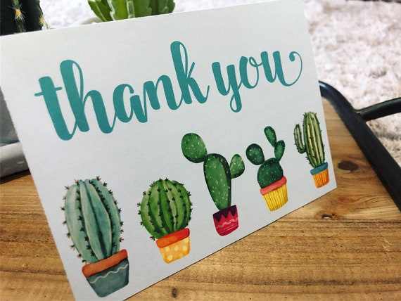 Cactus Thank You Cards Set of 10 | Etsy