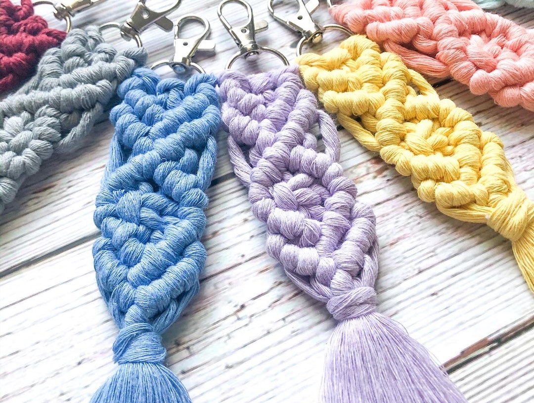 Multiple Macrame Keychains | 100% Natural Cord Macrame Keychain ...