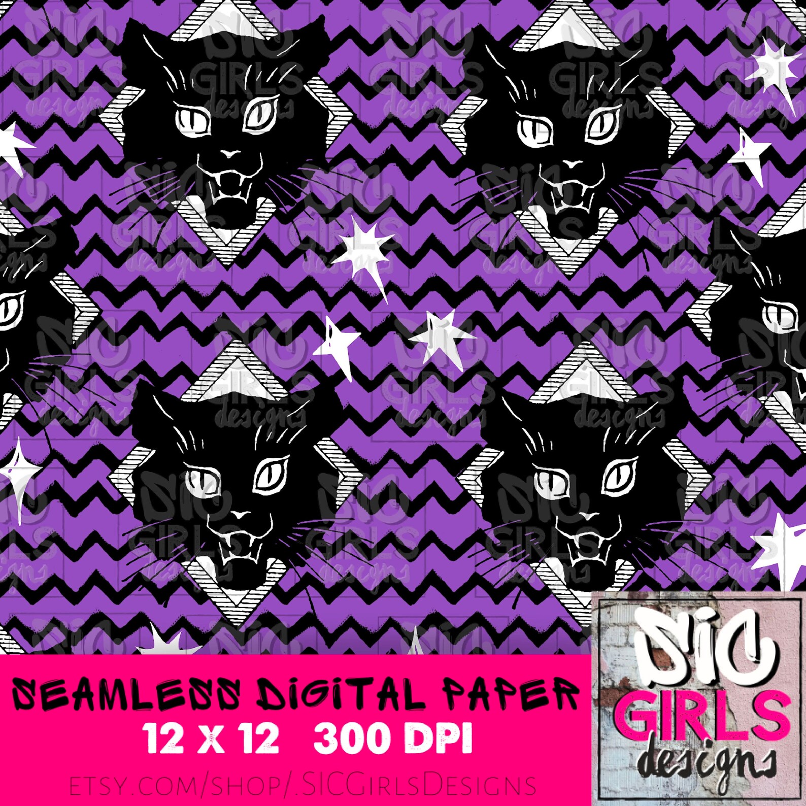 Wildcat Seamless Instant Download Wildcat Digital Art | Etsy