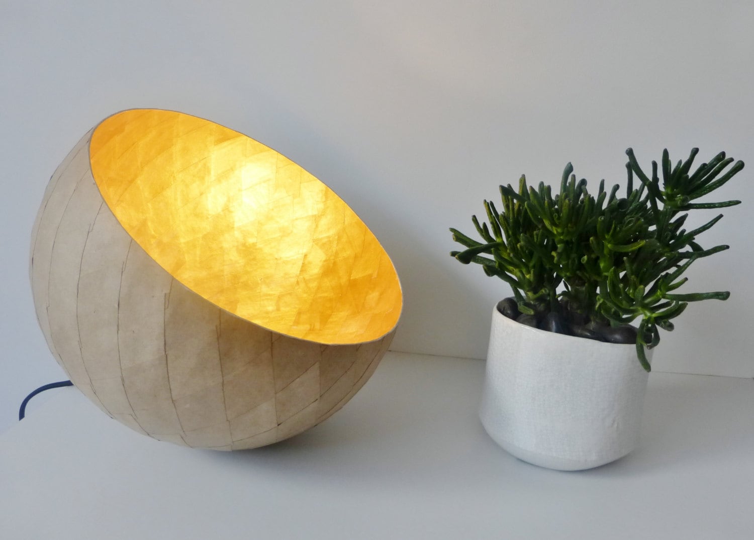 METEOR LUMINAIRE Laying Lamp Kraft and Gold Recycled Kraft - Etsy