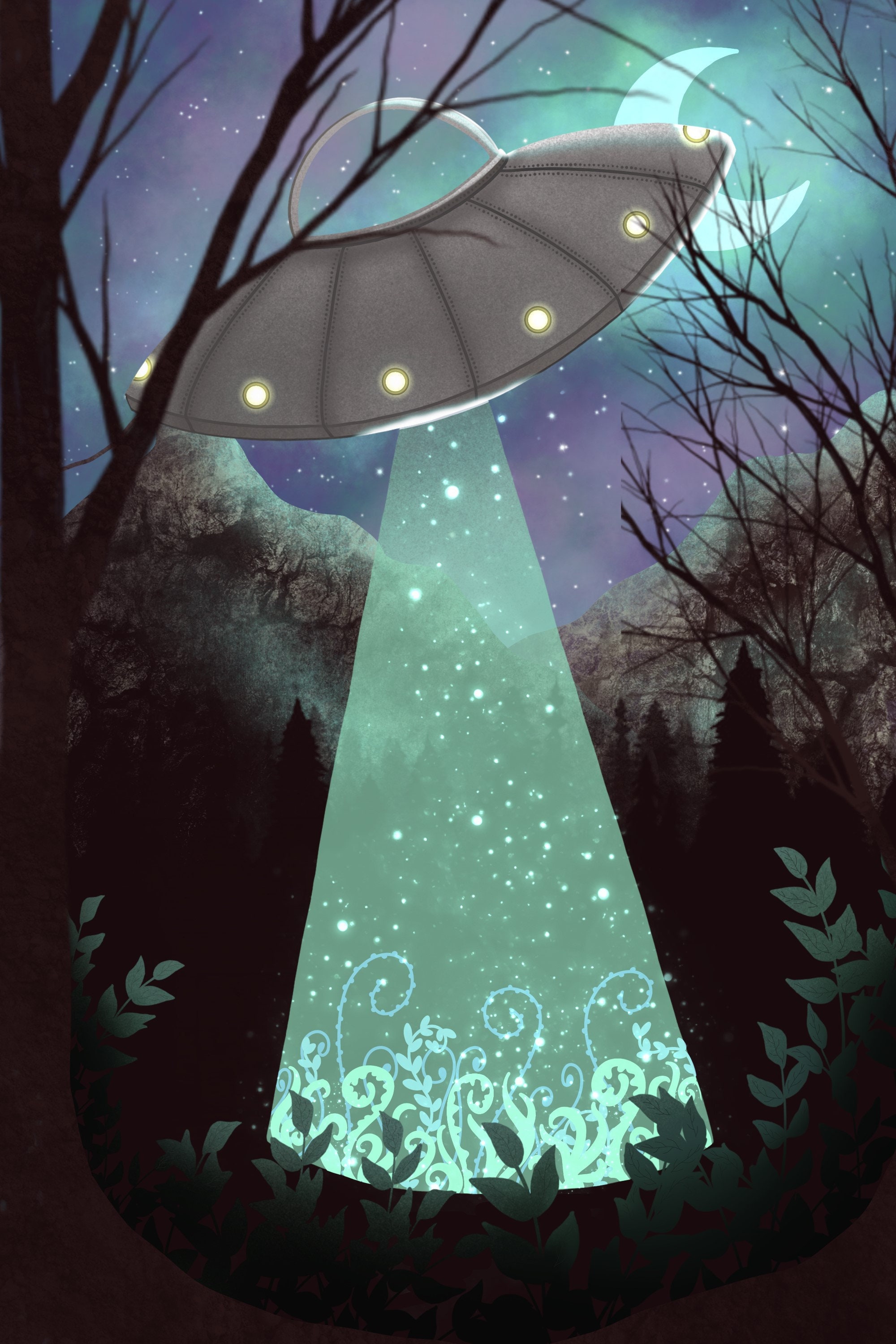 Alien Abduction Digital Download Digital Art Print Full Page - Etsy