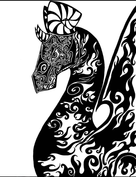 Modern Paper Dragon Abstract Line Art Digital Print Paper Dragon ...