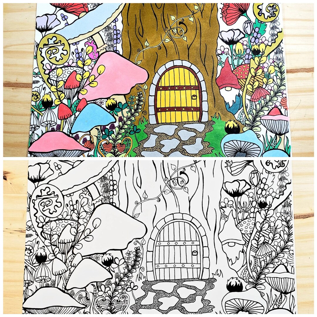 Fairy House, Printable Coloring Page, Fairy Coloring Page, Digital ...