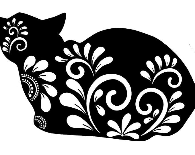 Floral Cat Silhouette SVG Cat Loaf SVG Cat Clipart Cat SVG - Etsy