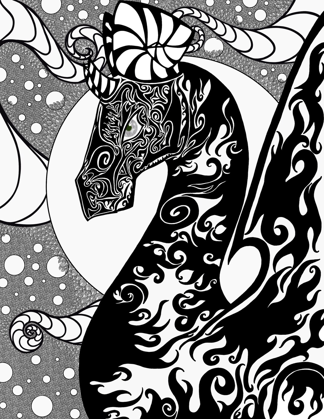 INSTANT DOWNLOAD Coloring Page, Dragon Spirit Zentangle Inspired ...