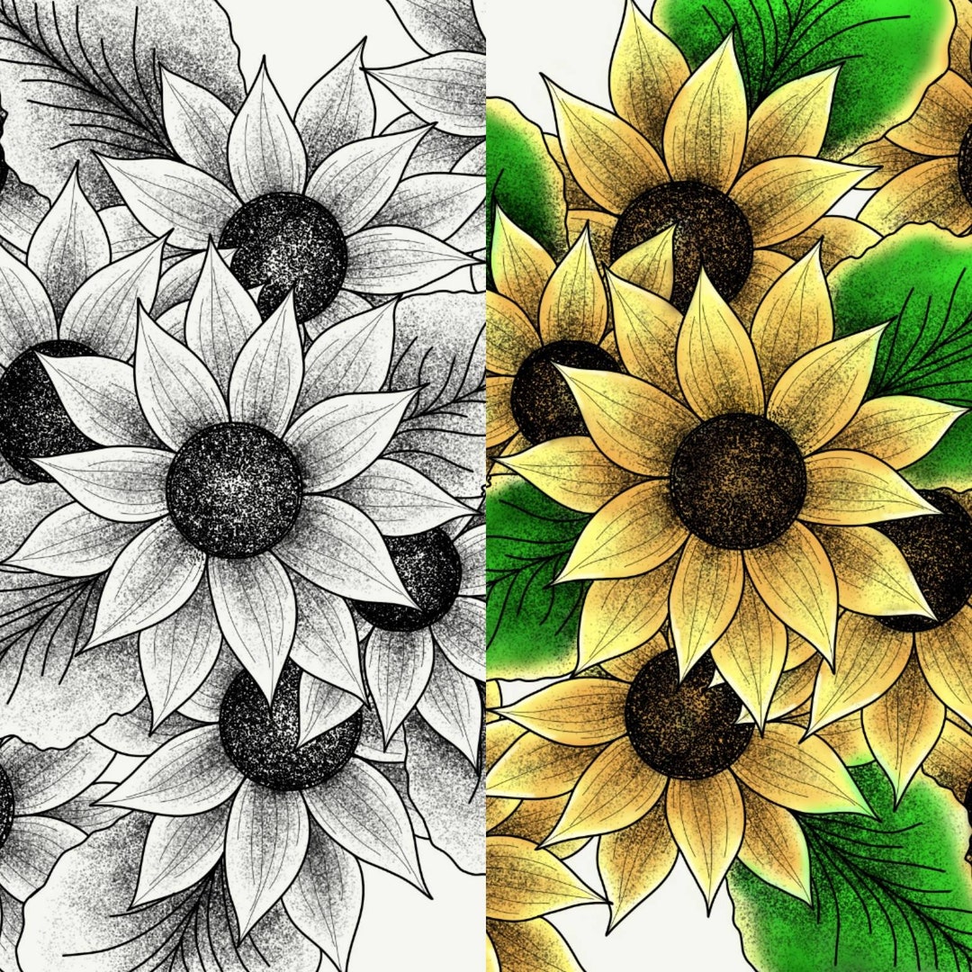 Sunflower Coloring Page, Digital Download Beautiful Sunflower Coloring ...