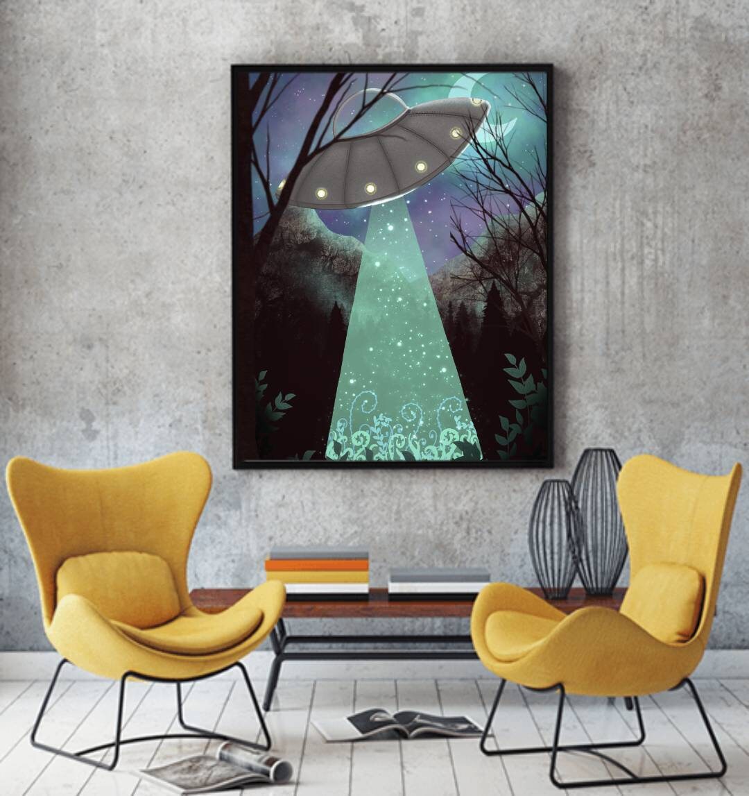Alien Abduction Digital Download, Digital Art Print, Full Page Alien ...