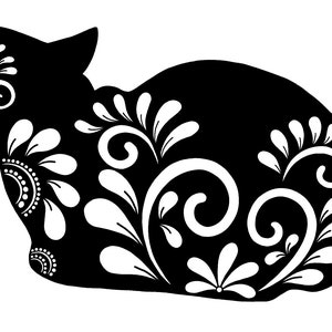 Floral Cat Silhouette SVG, Cat Loaf SVG, Cat Clipart, Cat SVG, Digital ...
