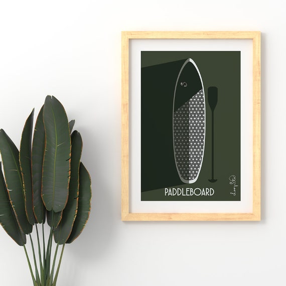 Blue Paddleboard Poster Star Pattern Surfing in the Waves | Etsy