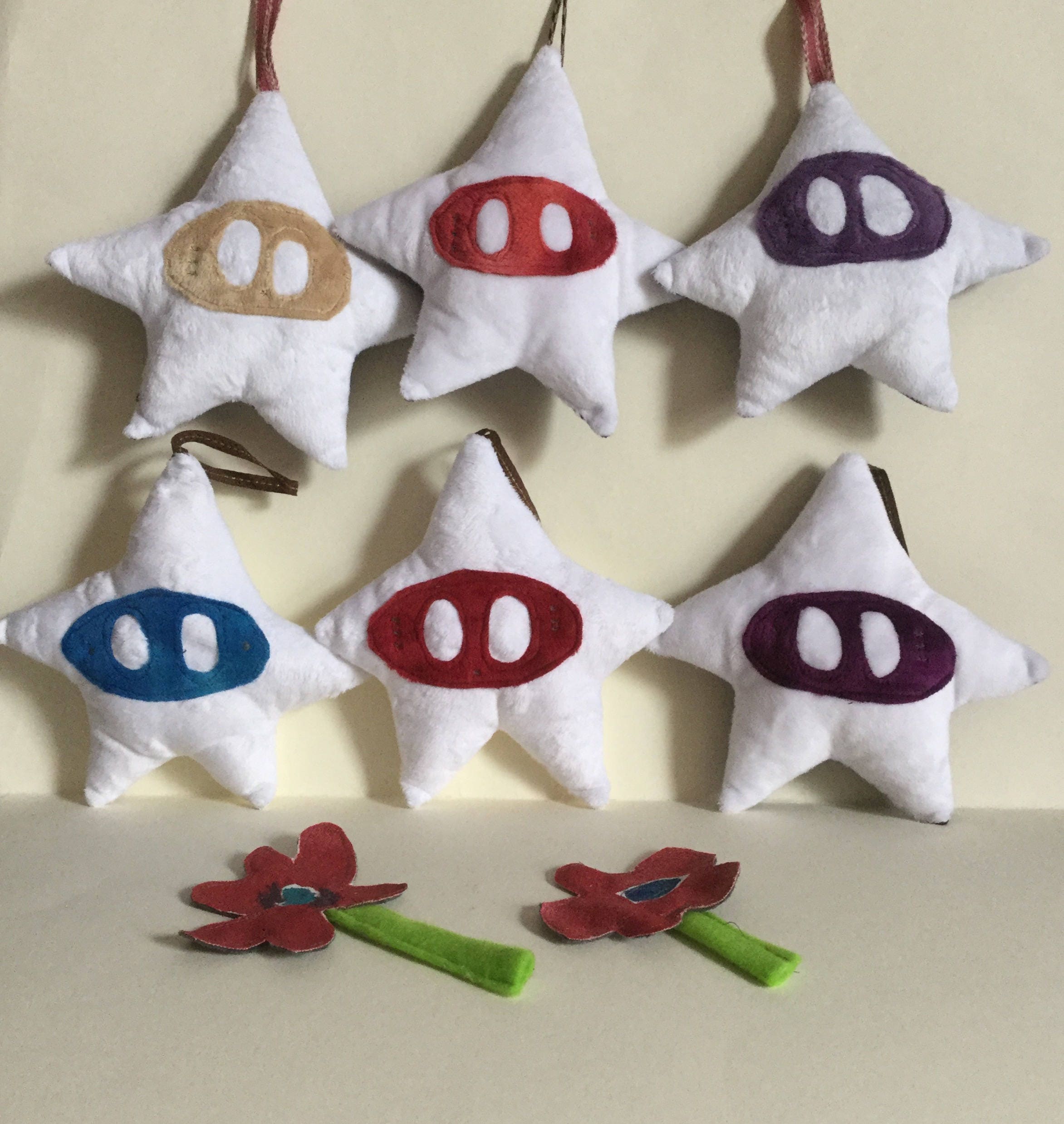 Plushie Star, Handmade White Star Decoration With a Face. Nursery Gift ...