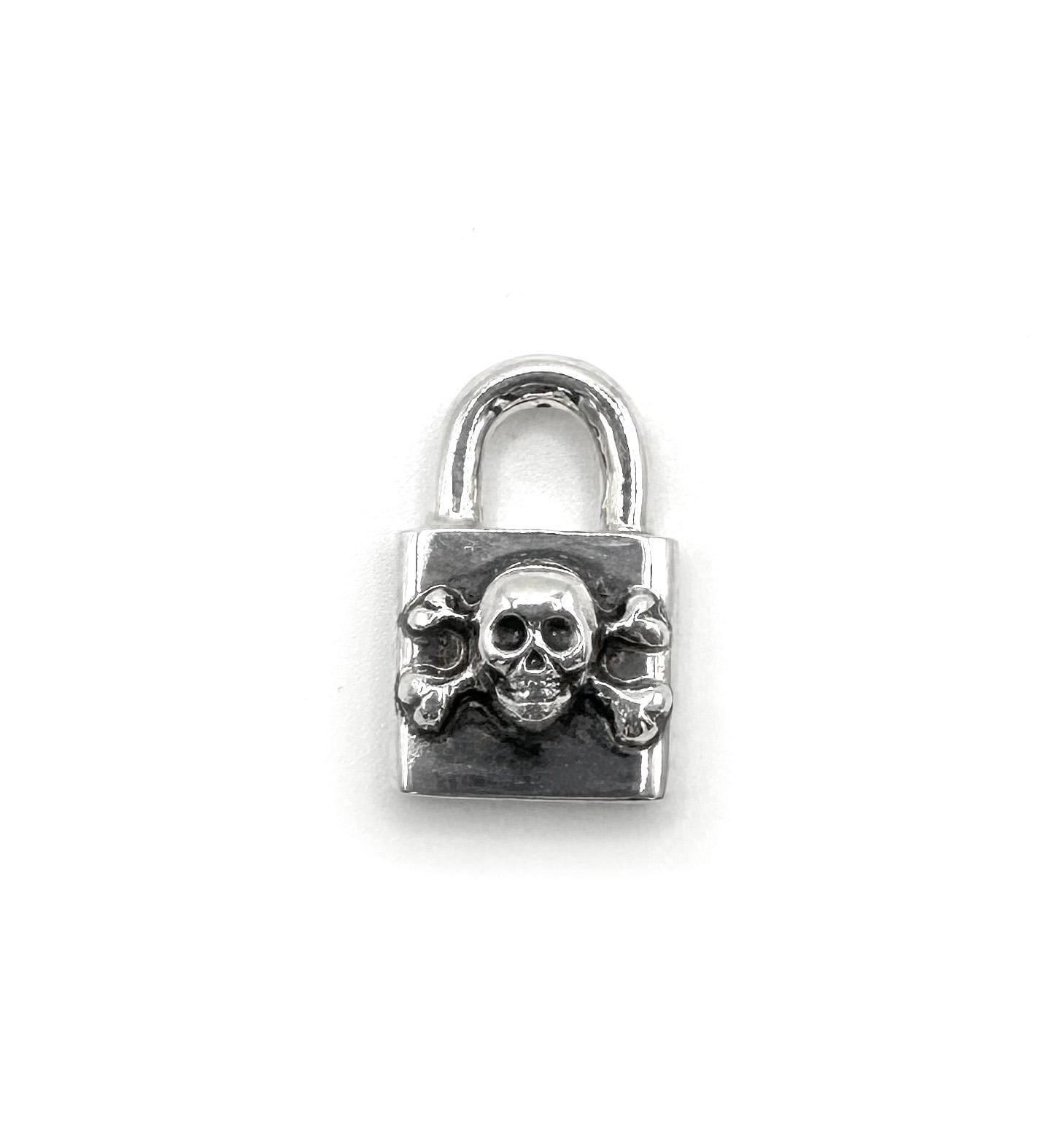Unique Skull Crossbones Heavy Solid Padlock Pendant Sterling Silver ...