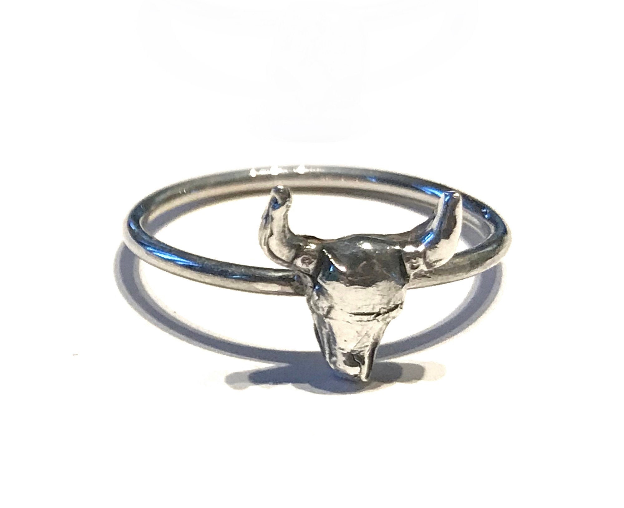 Sterling Silver Mini Cow Skull Ring Stackable Cute Animal - Etsy UK