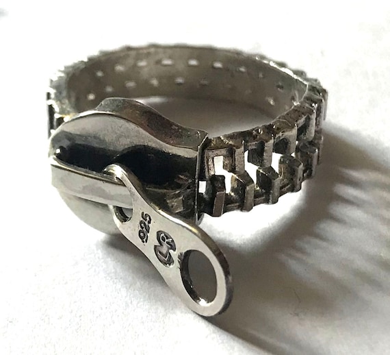Sterling Silver Punk Zip Ring Zipper With Tag Very Gothic - Etsy UK
