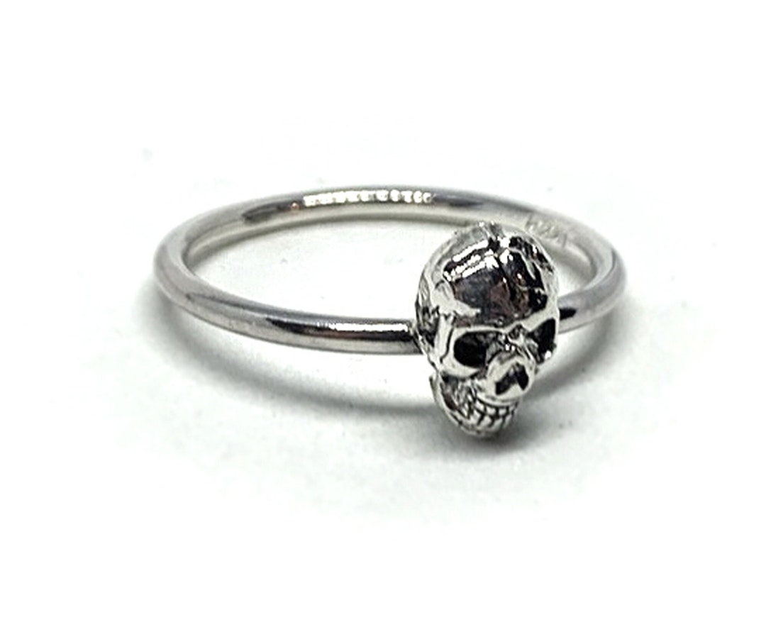 Sterling Silver Small Skull Ring Stackable Cute Mini Gothic Alternative ...