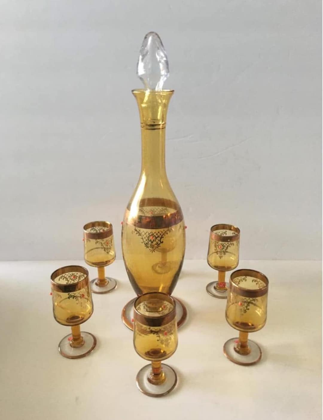 Mid Century Modern Decanter With Matching Glasses. Original Box. Never ...