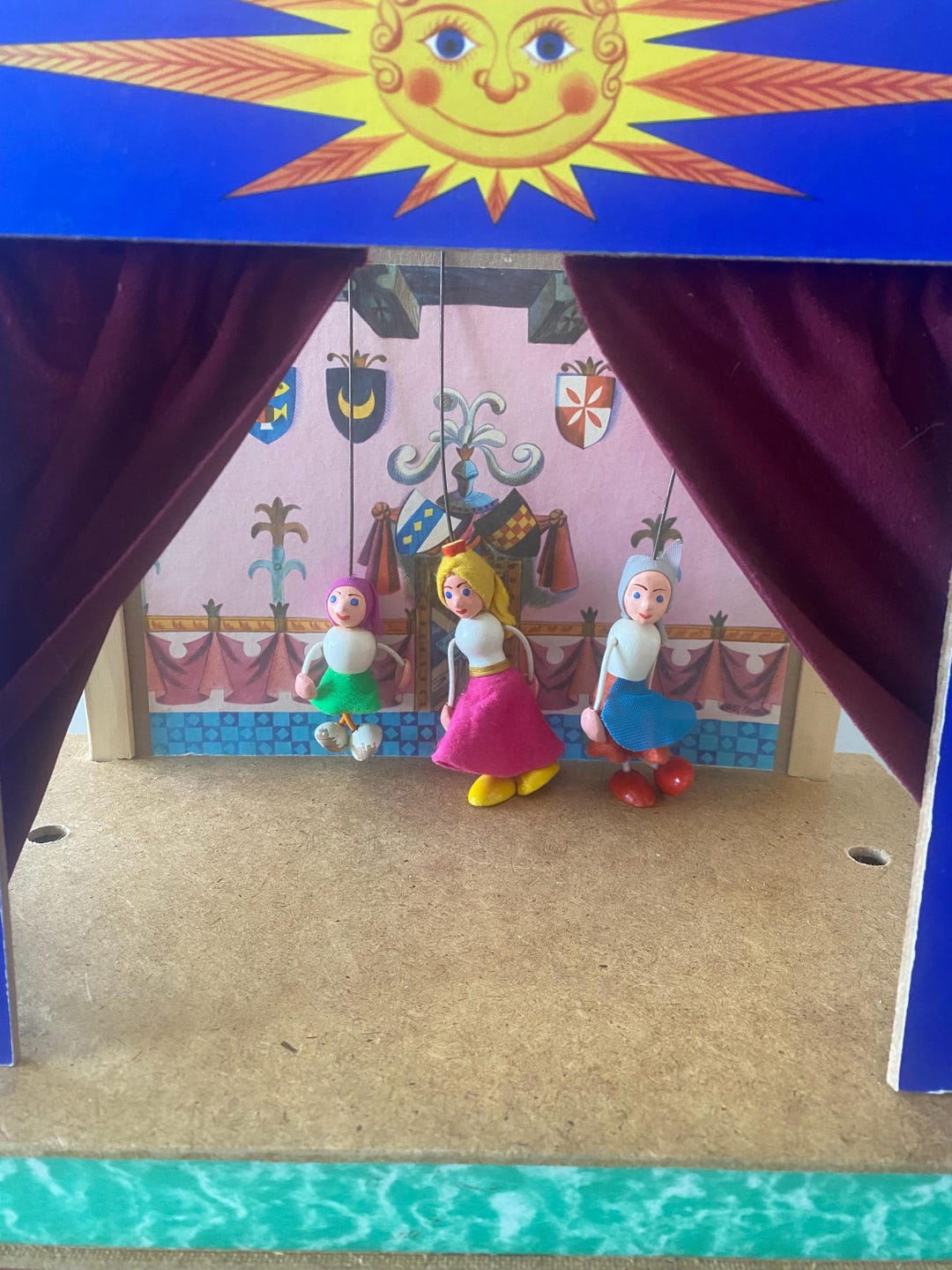 Portable Vintage Puppet Theater With Marionette Puppets. Includes ...