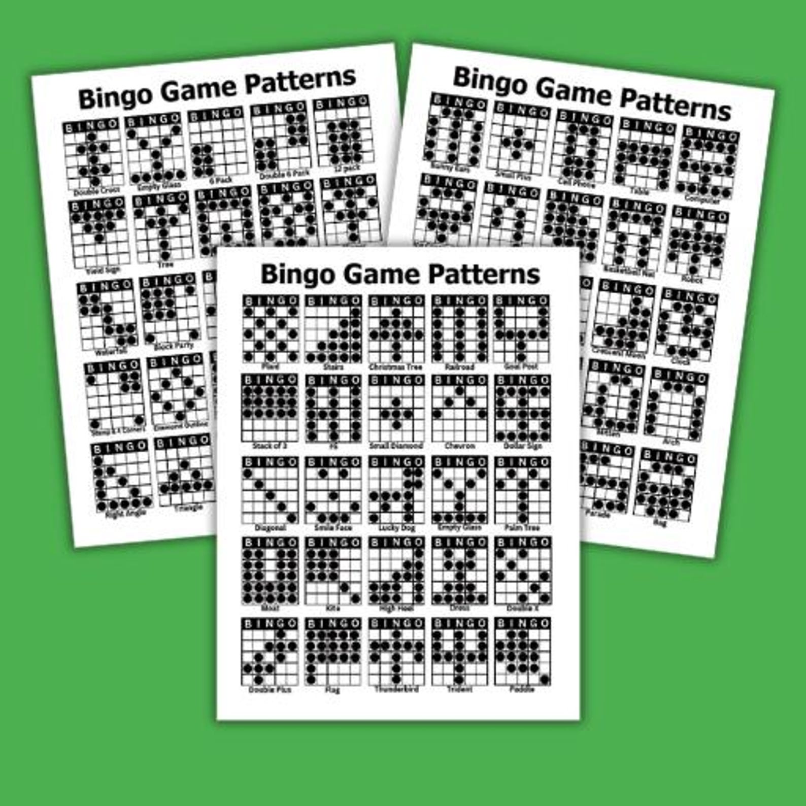 250 Bingo Game Patterns: Letters, Numbers, Shapes, 25 per Page (digital ...