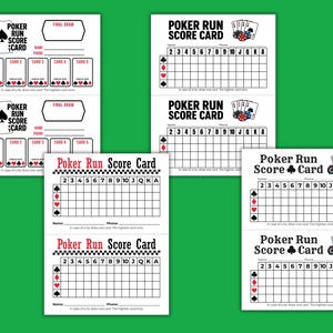 Poker Run Score Cards: Bundle of 5 Designs With Poker Hand Rankings ...