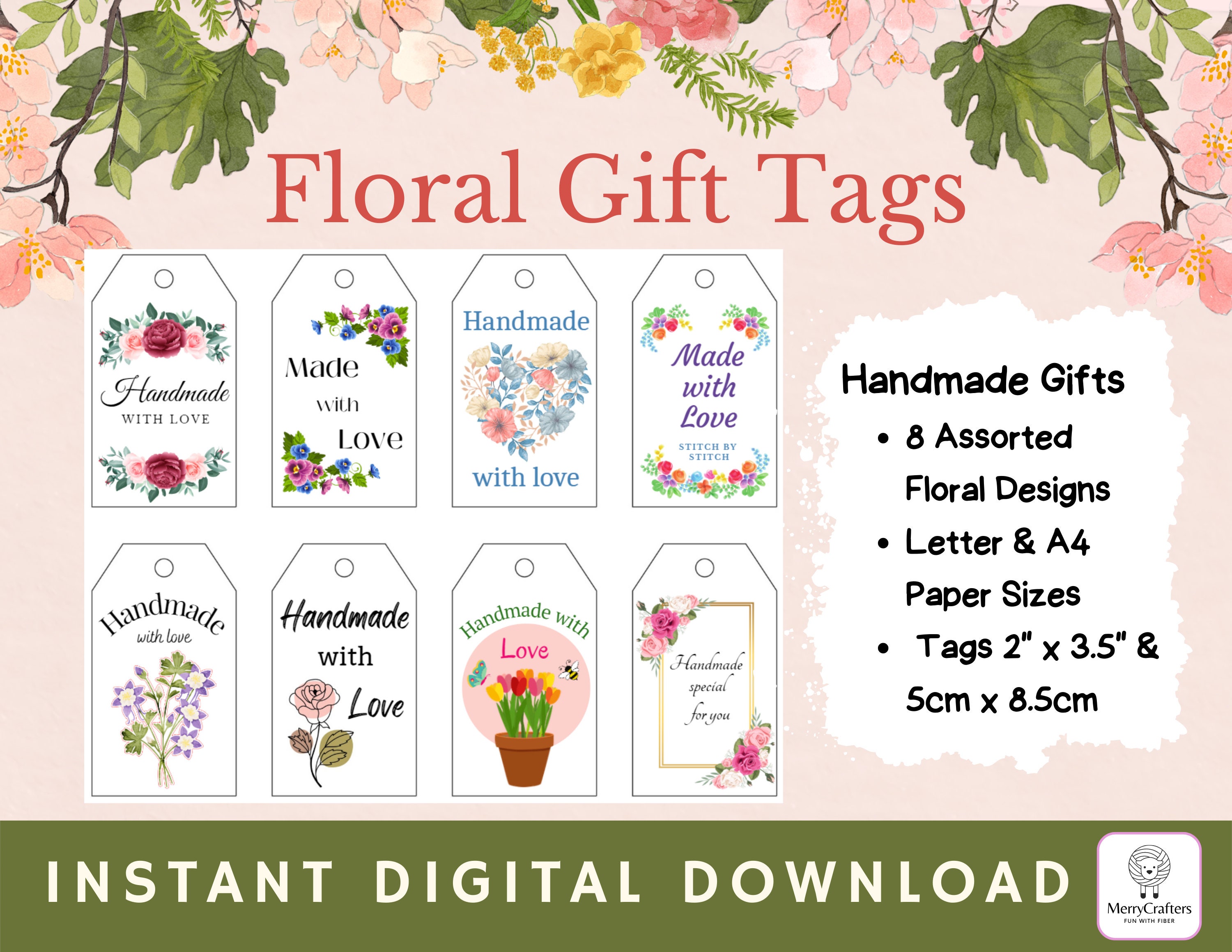 PRINTABLE Floral Gift Tags Perfect for Handmade Items - Etsy