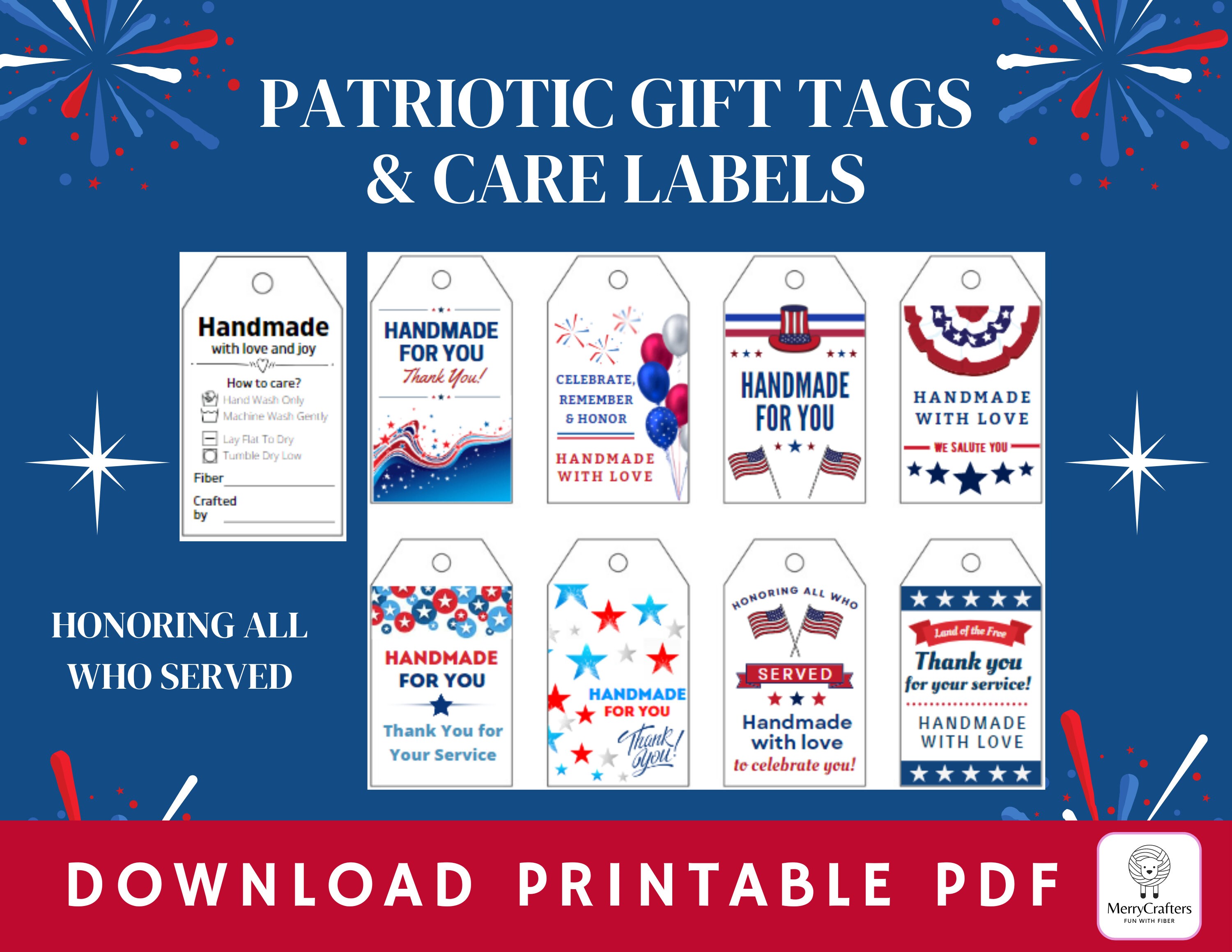 PRINTABLE Patriotic Gift Tags Perfect for Handmade Items - Etsy