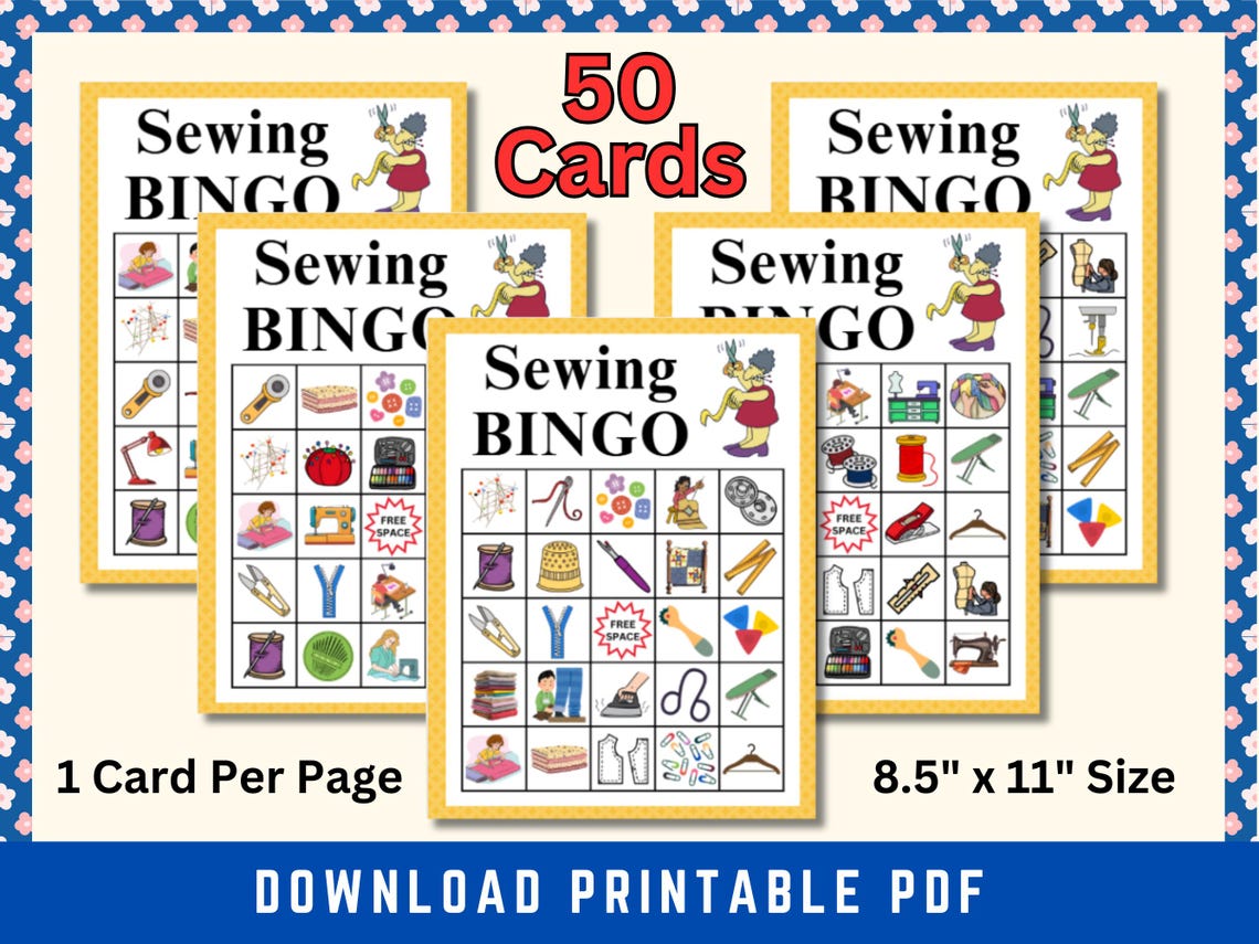 Sewing & Quilting Bingo Game: 50 Printable Cards (digital Download) - Etsy