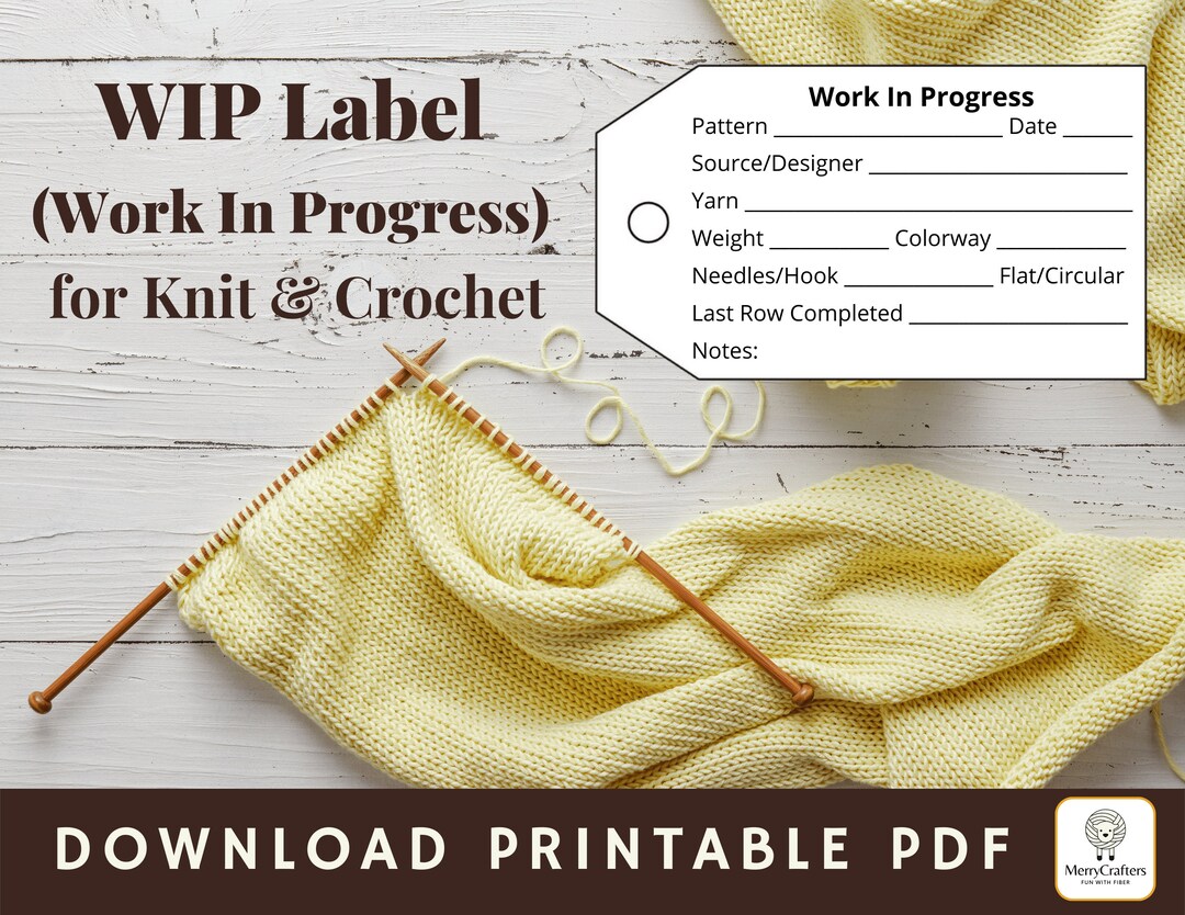 PRINTABLE WIP work in Progress Labels Pattern Notes - Etsy