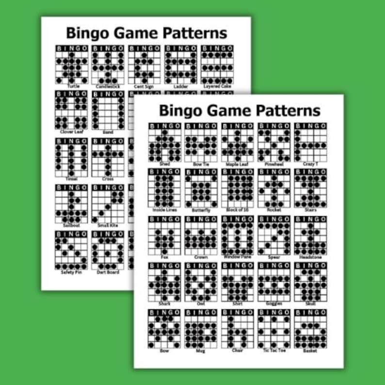 250 Bingo Game Patterns: Letters, Numbers, Shapes, 25 per Page (digital ...