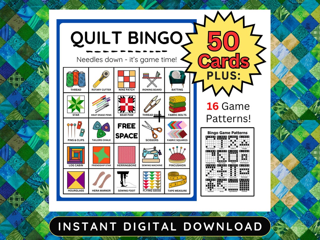 Quilt Bingo Game: 50 Unique Cards, 45 Calling Cards (digital Download ...