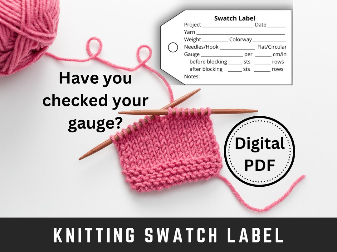 PRINTABLE Knitting Swatch Label Record Gauge Notes, Attach to Knit ...