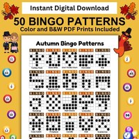 6 Autumn Bingo Patterns Program Flyer, Fall Bingo Patterns, Instant ...
