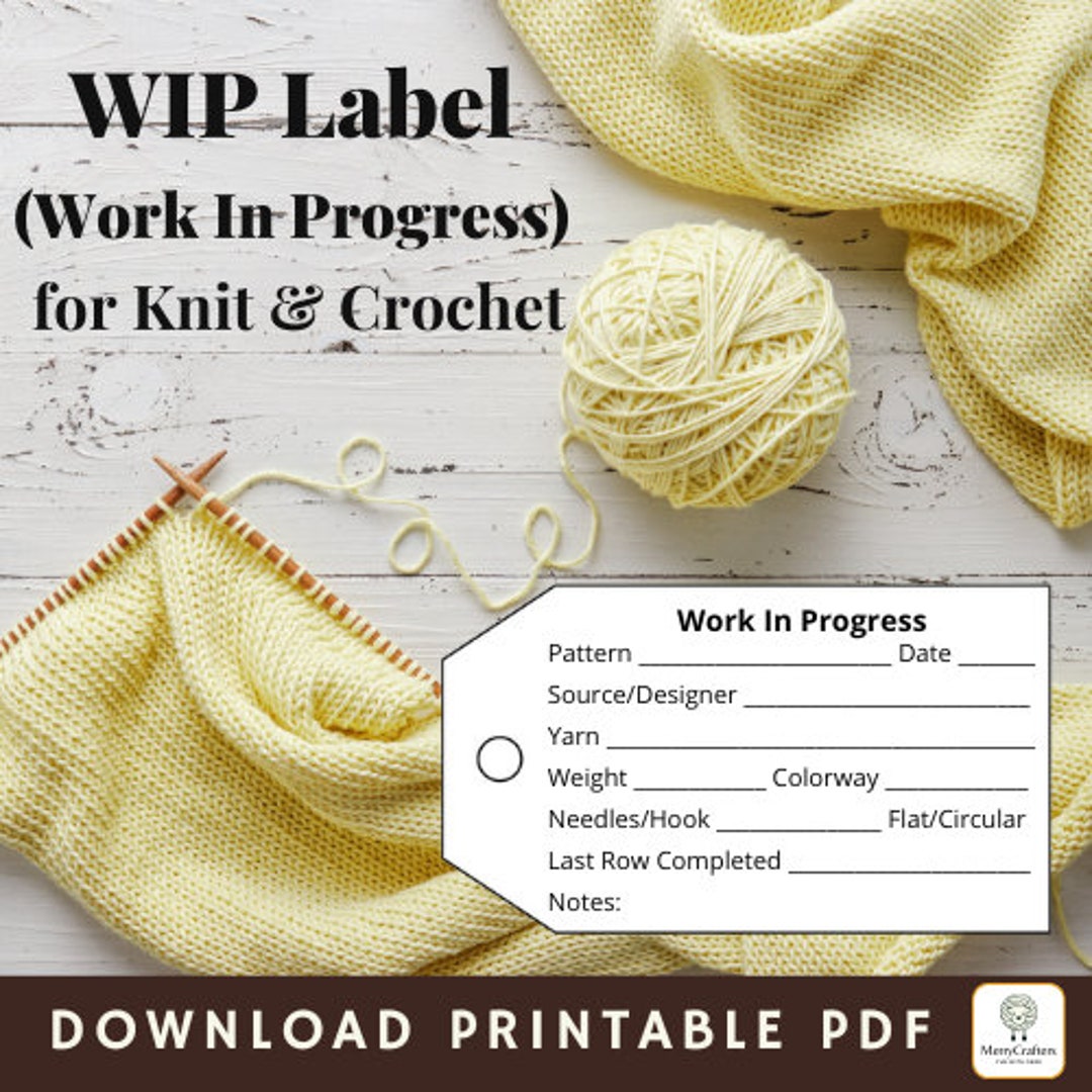 PRINTABLE WIP work in Progress Labels Pattern Notes Progress, Knit ...