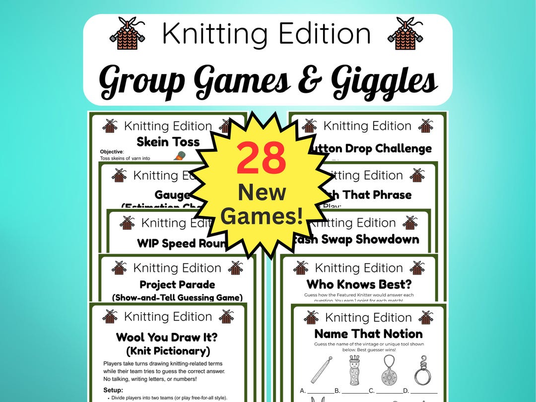 Knitting Games Bundle: 28 Fun Activities for Knitting Retreats & Guilds ...