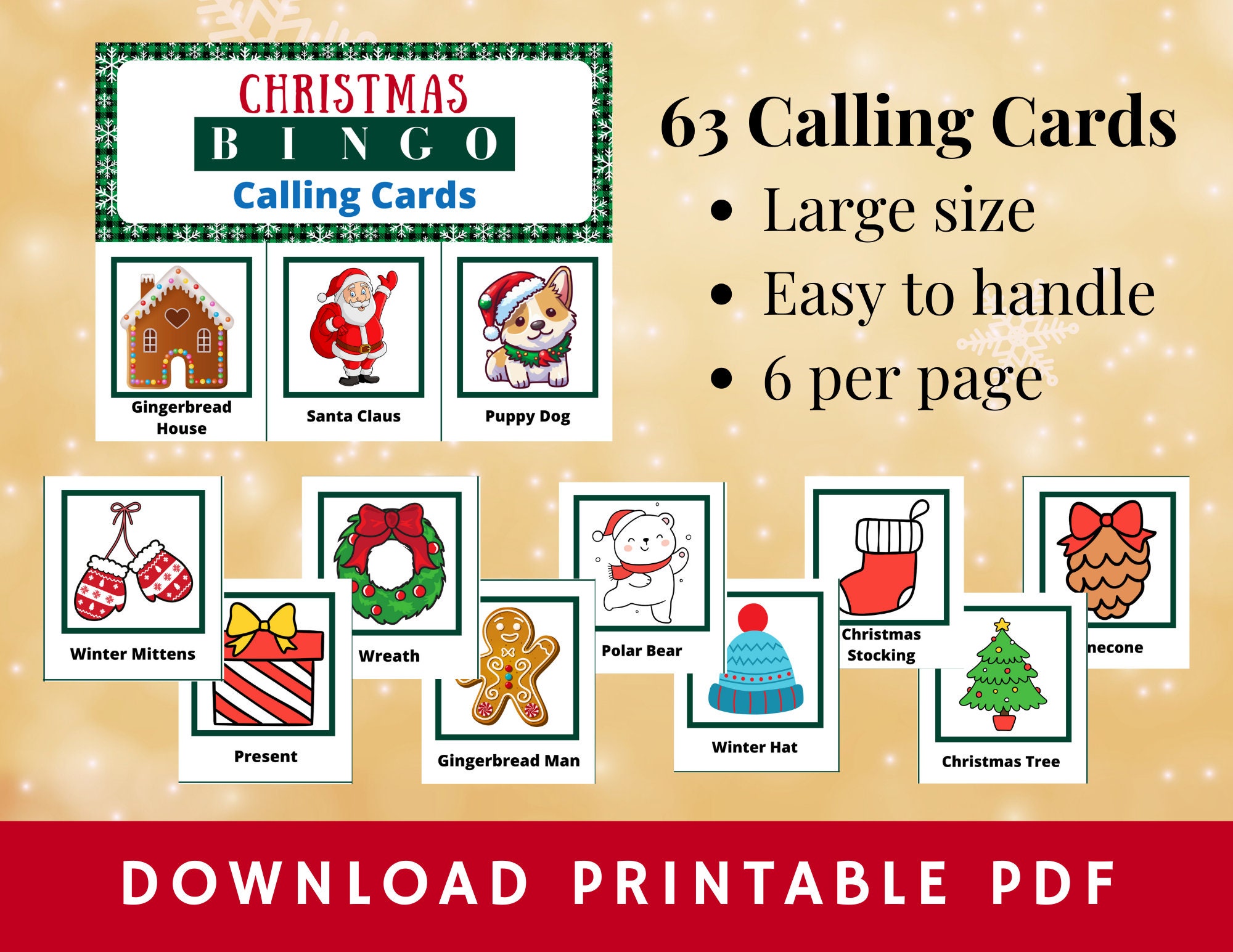 Christmas BINGO, 50 Holiday Bingo Cards for Kids, Teens or Adults ...
