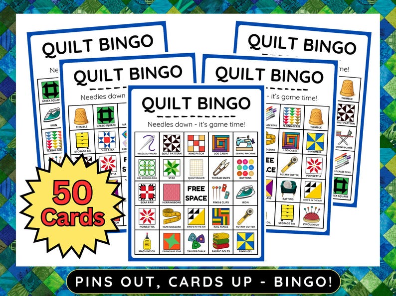 Quilt Bingo Game: 50 Unique Cards, 45 Calling Cards (digital Download ...